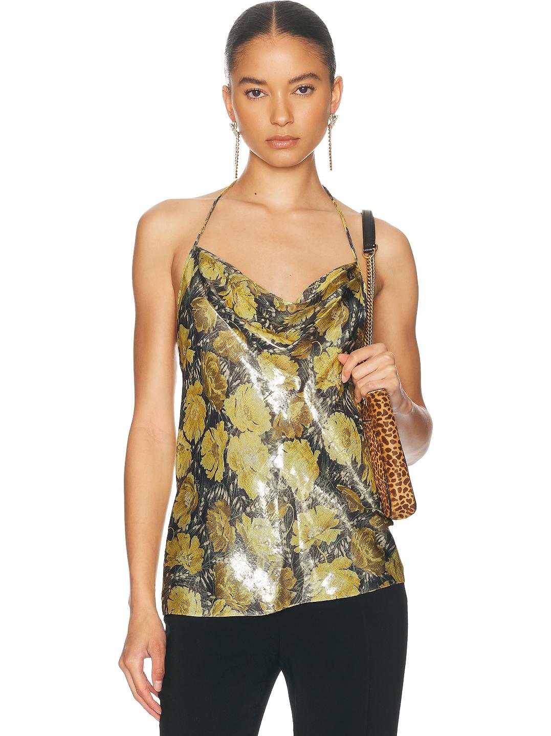 VALENTINO Valentino Lurex Poppies Halterneck Top